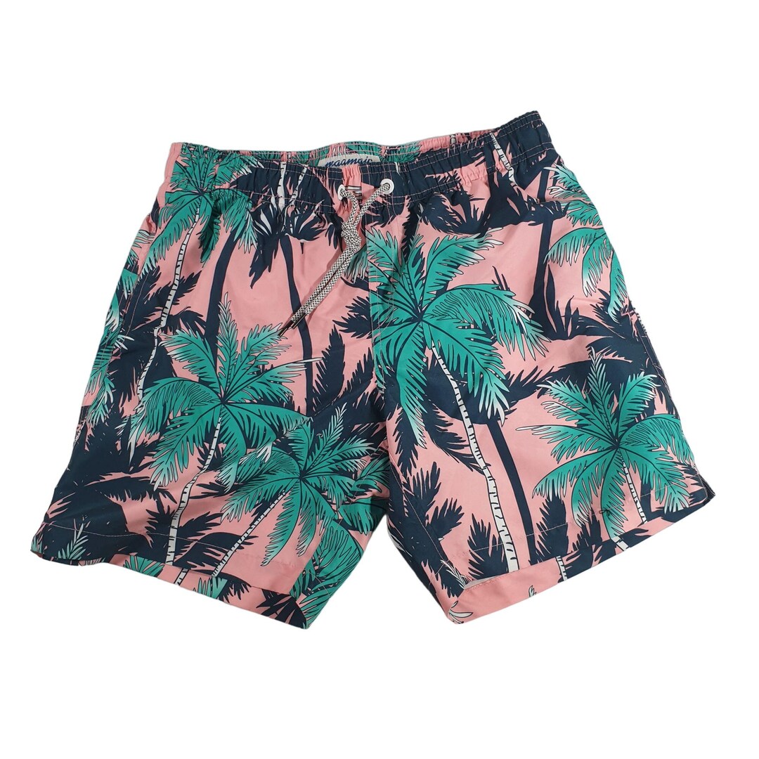 Maamgic Small Swim Trunks Waist 30 Hawaiian Floral Vacation Pool Lined ...