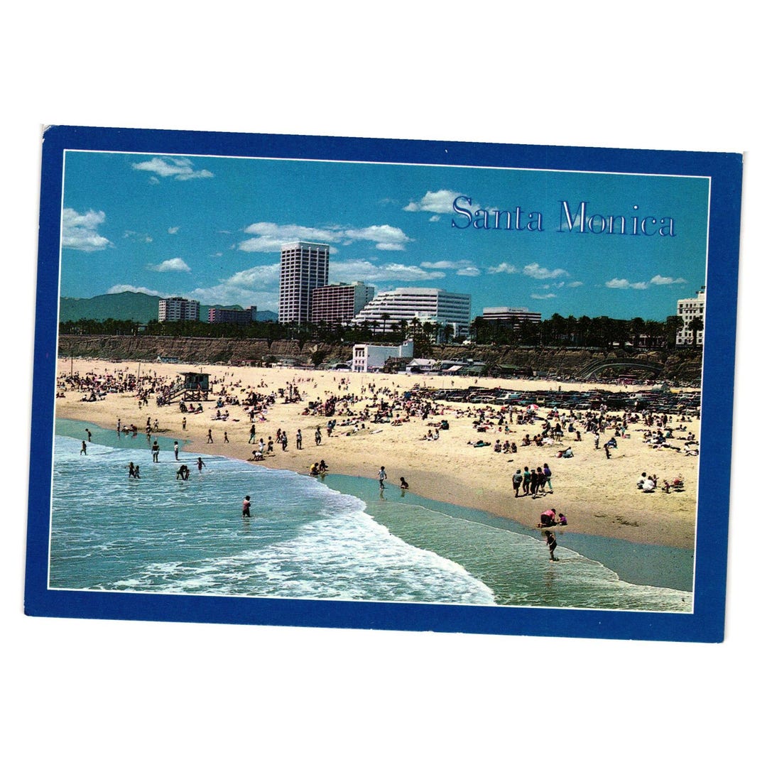 Vintage Santa Monica Postcard Beach Scene Justine Hill Beach Ocean ...
