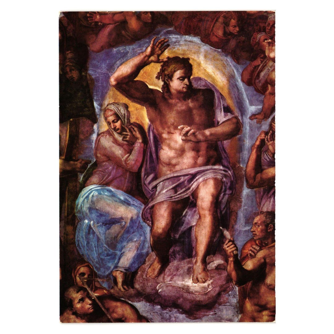 Michelangelo Sistine Chapel Christ as Judge Postcard Vintage Art ...