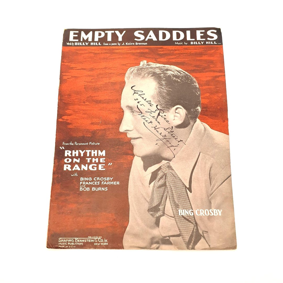 Vintage Sheet Music 1936 Empty Saddles Movie Voice Piano Bing Crosby - Etsy