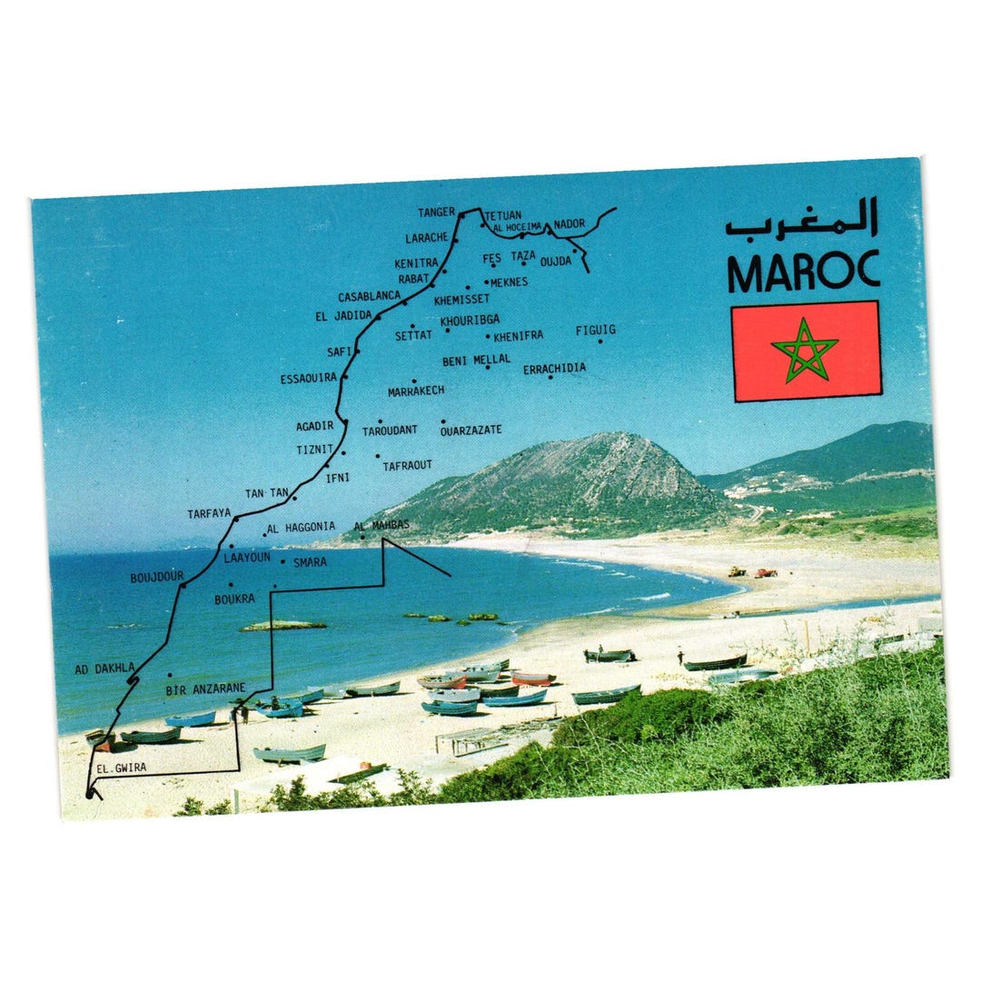 Postcard Map Morocco Beach Landscape Carte Postale Maroc Infinite 1991 ...