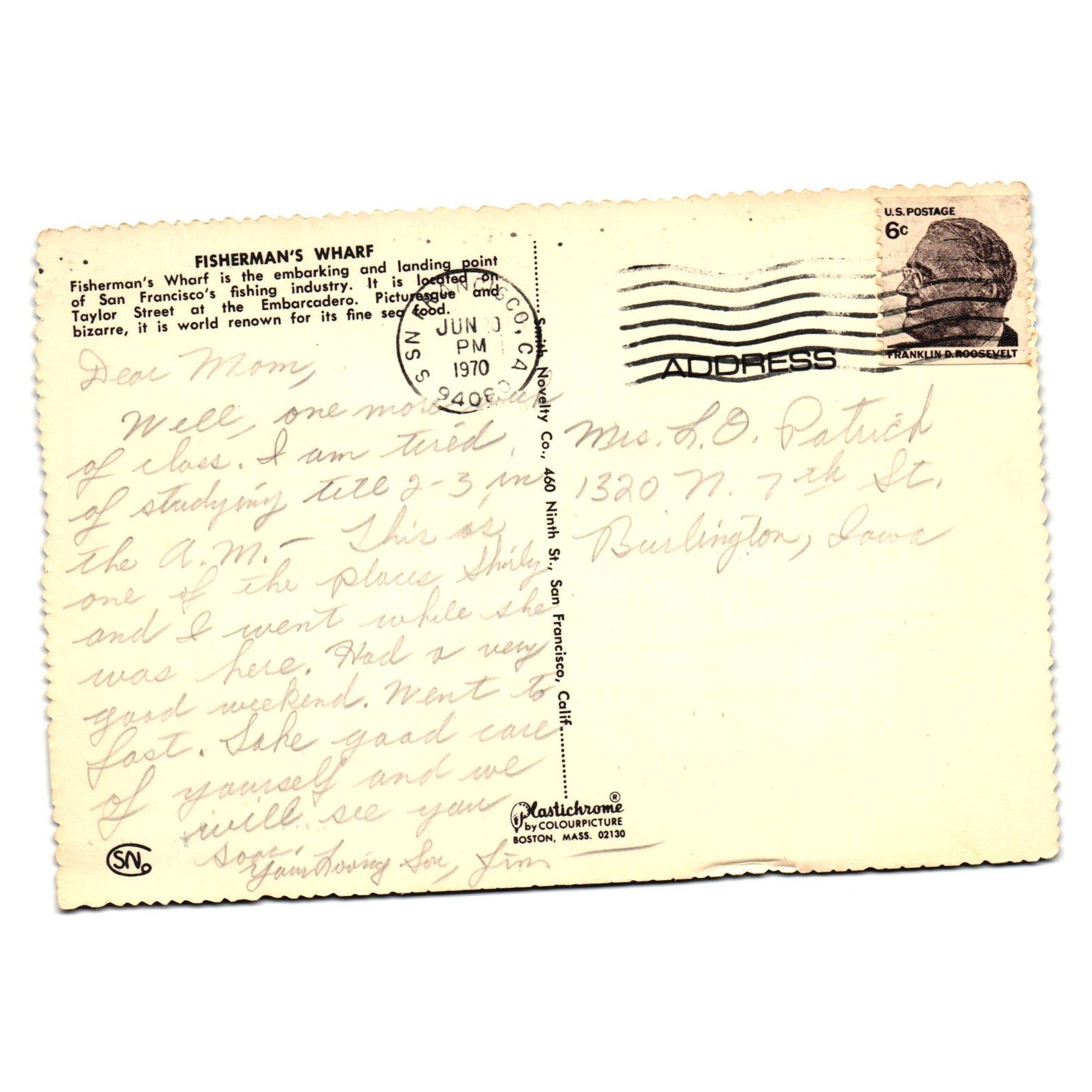 Vintage 1970 Fishermans Wharf San Francisco Postcard Posted California ...