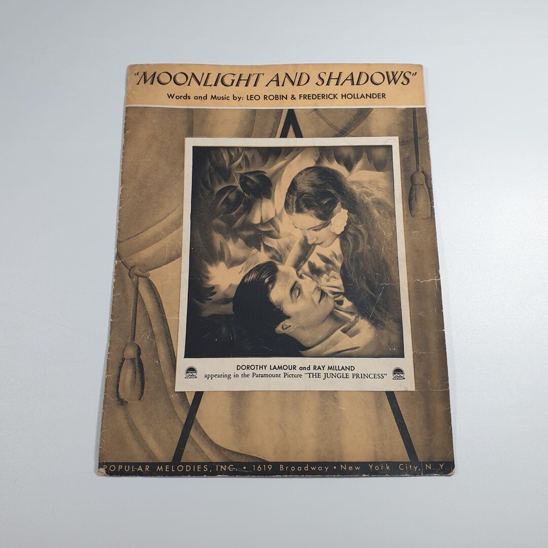 Vintage Sheet Music 1936 Moonlight and Shadows Voice Piano Ukulele Easy ...