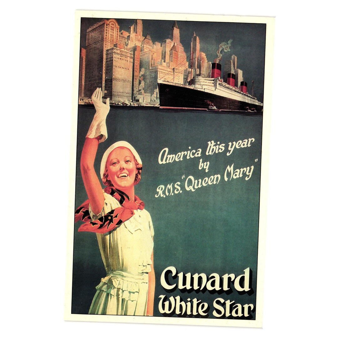 Cunard White Star RMS Queen Mary Poster Art Print Marine Collection ...