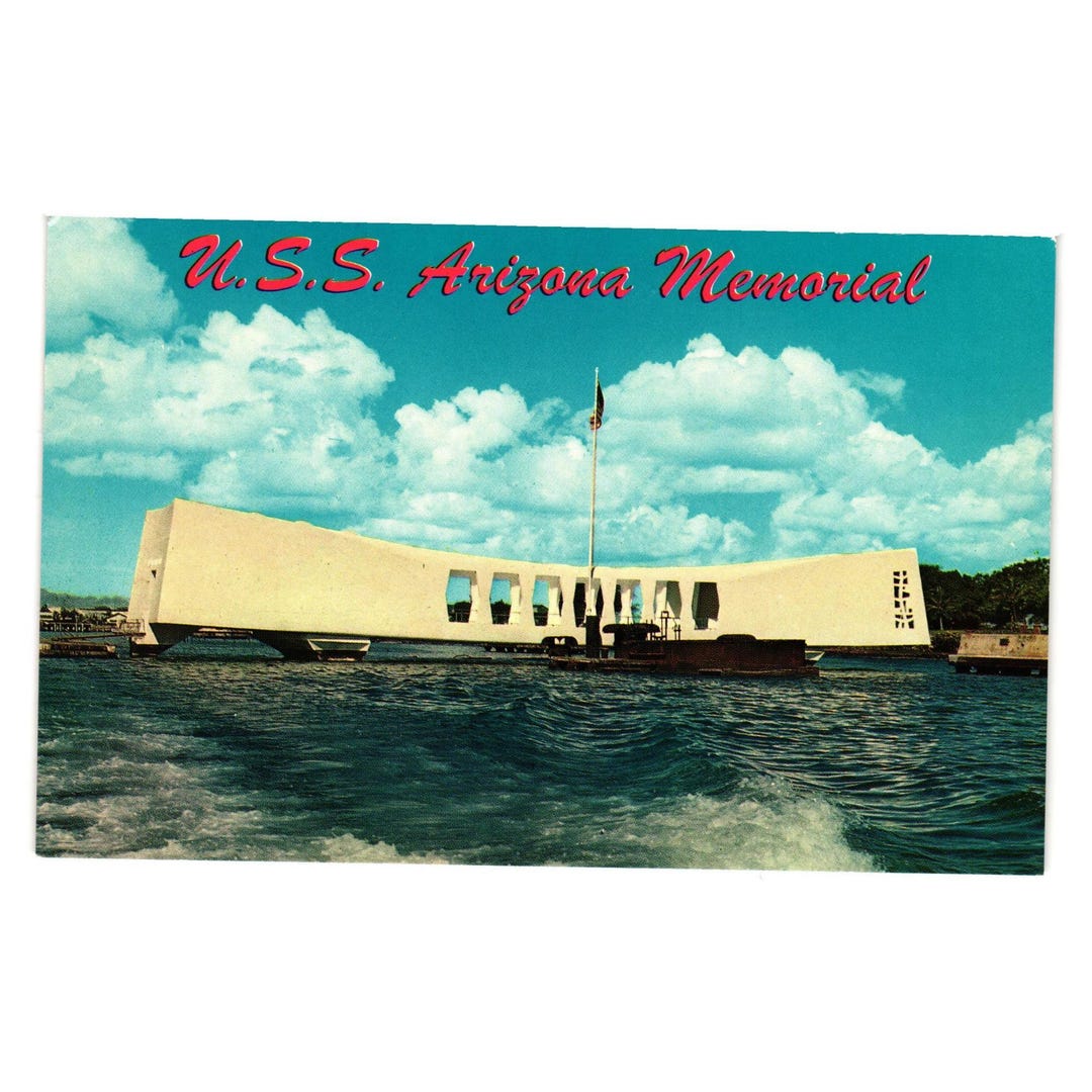 Vintage 1951 USS Arizona Memorial Postcard by Nani Li Natural Color ...