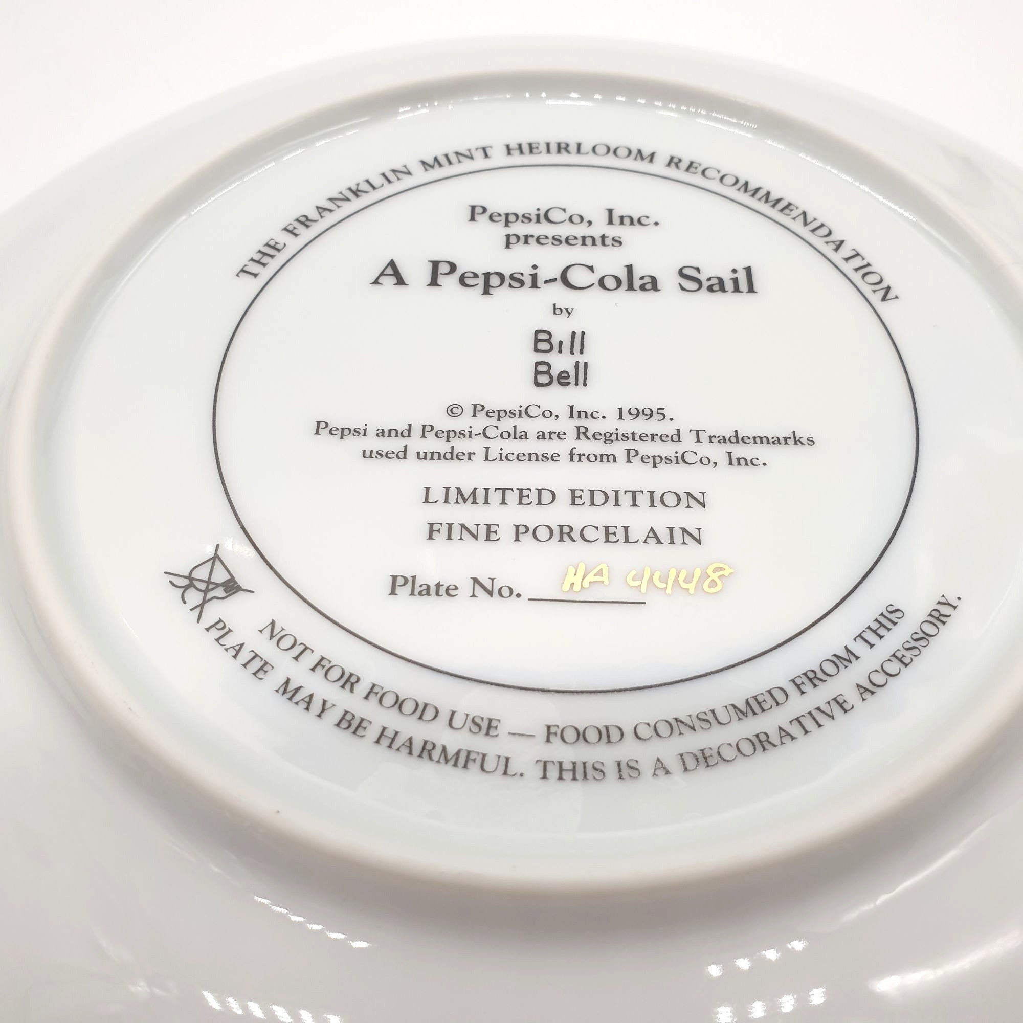 Pepsi Cola Sail Vintage Plate Collectable 1995 Franklin Mint Heirloom ...