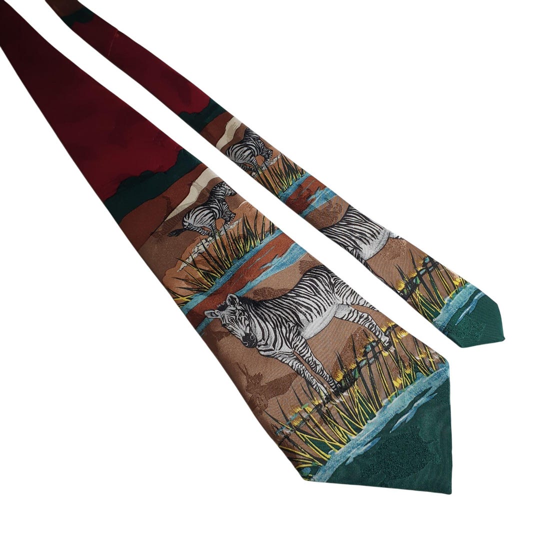 Animal Tracks Vintage Zebra Pattern Necktie Designer Safari Wildlife ...