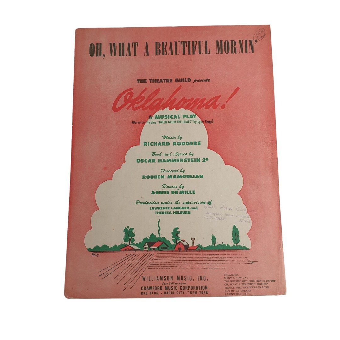 Oh What A Beautiful Mornin 1943 Vintage Sheet Music Piano Voice ...