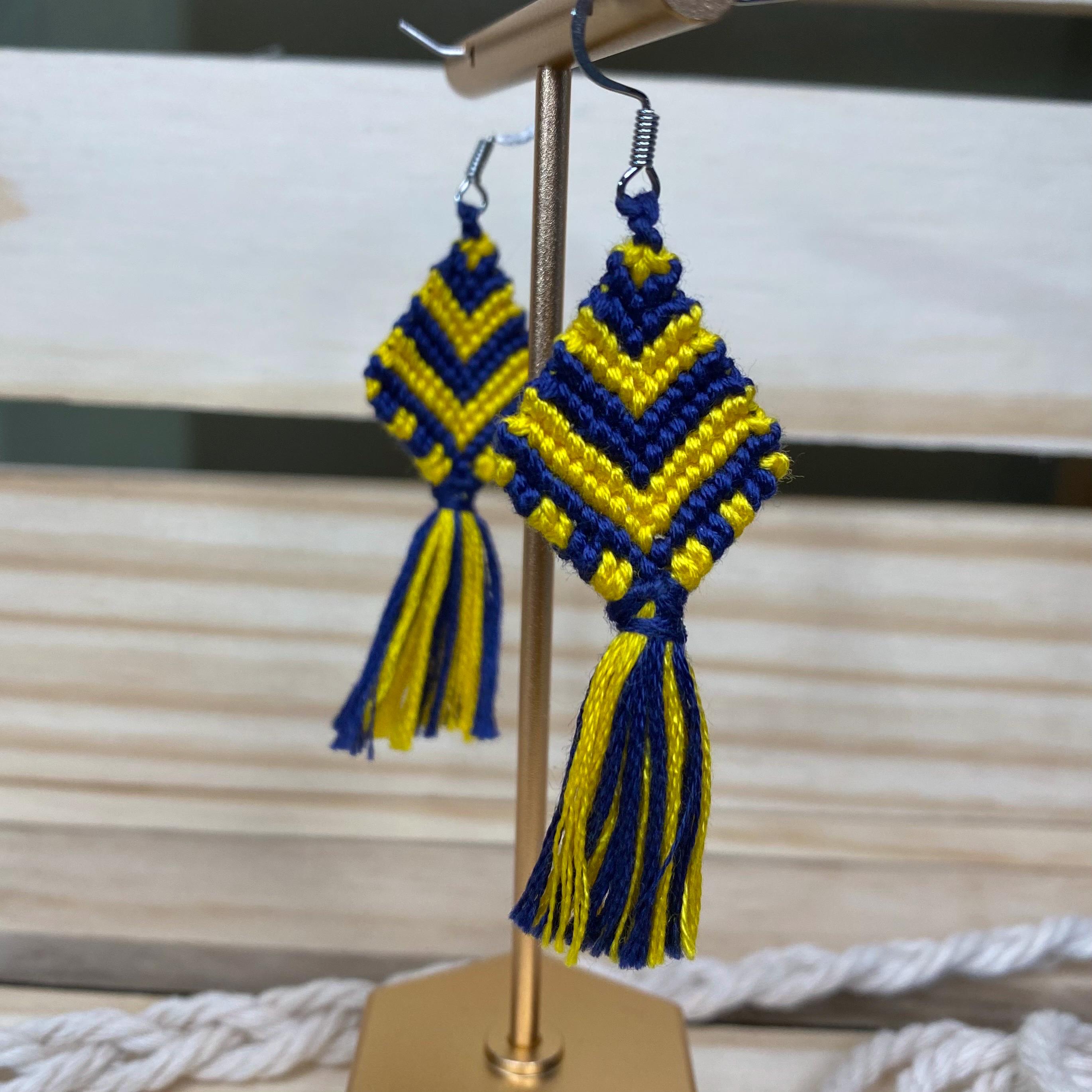 CUSTOM Color Combination Macrame Lightweight Dangle Earrings Team ...