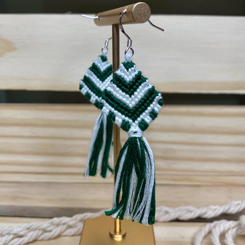 CUSTOM Color Combination Macrame Lightweight Dangle Earrings Team ...