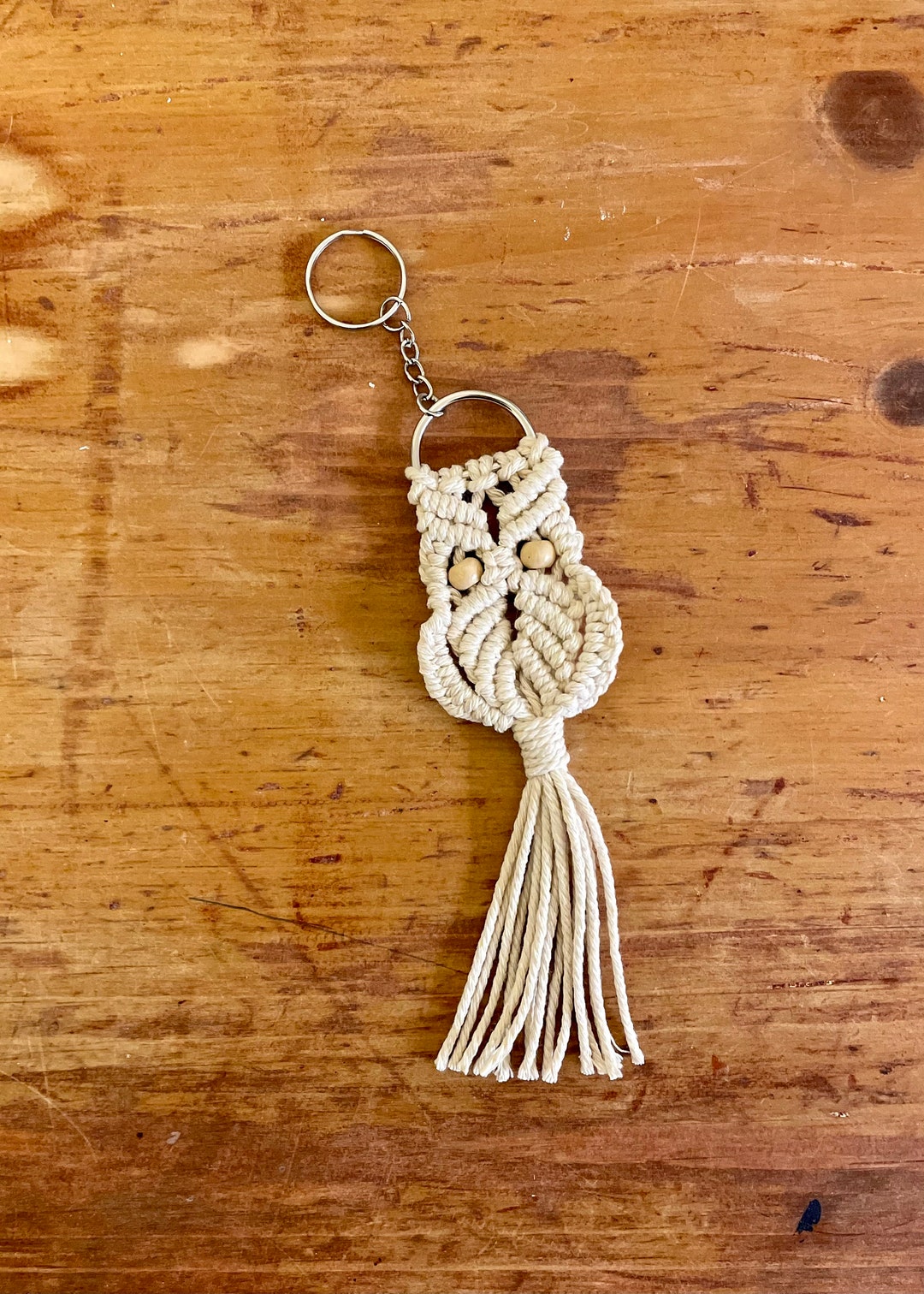 Macrame Owl Keychain / Fiber Art Accessories / Boho Chic - Etsy