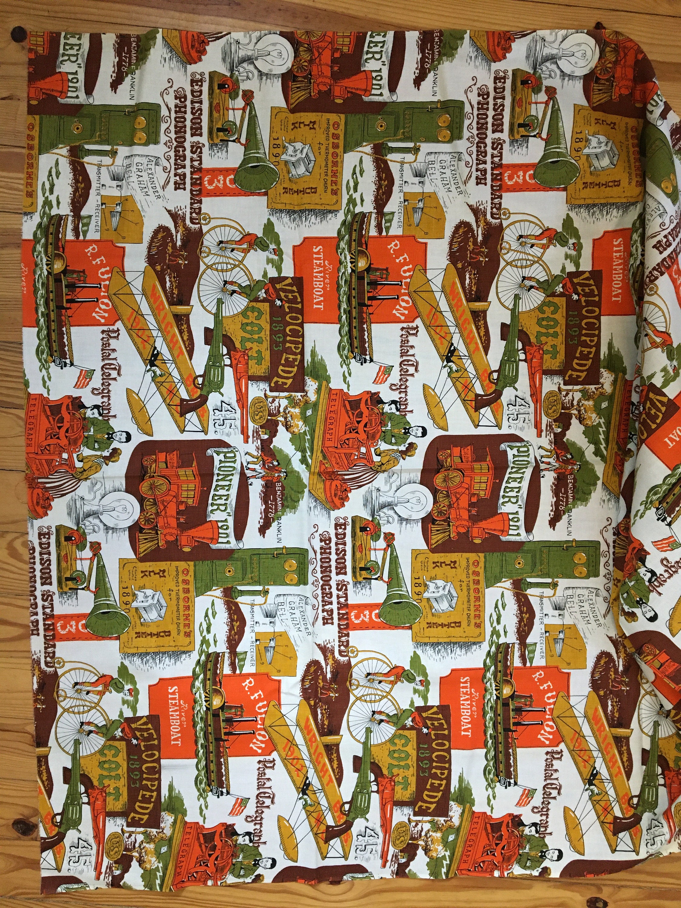 1970s Vintage Collage Pattern Fabric - Etsy