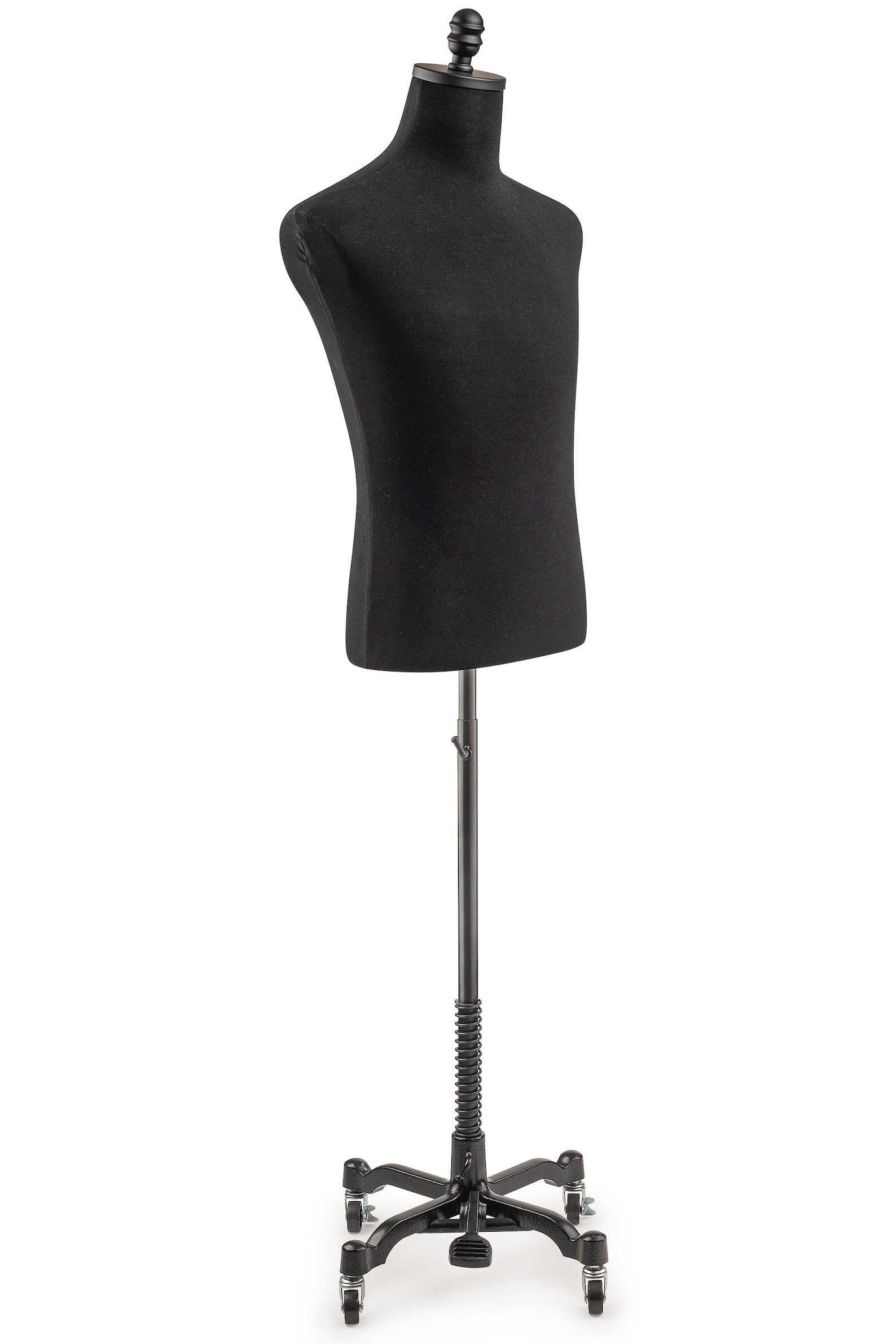 Male Display Dress Form in Black Jersey on Heavy Duty Metal Rolling ...