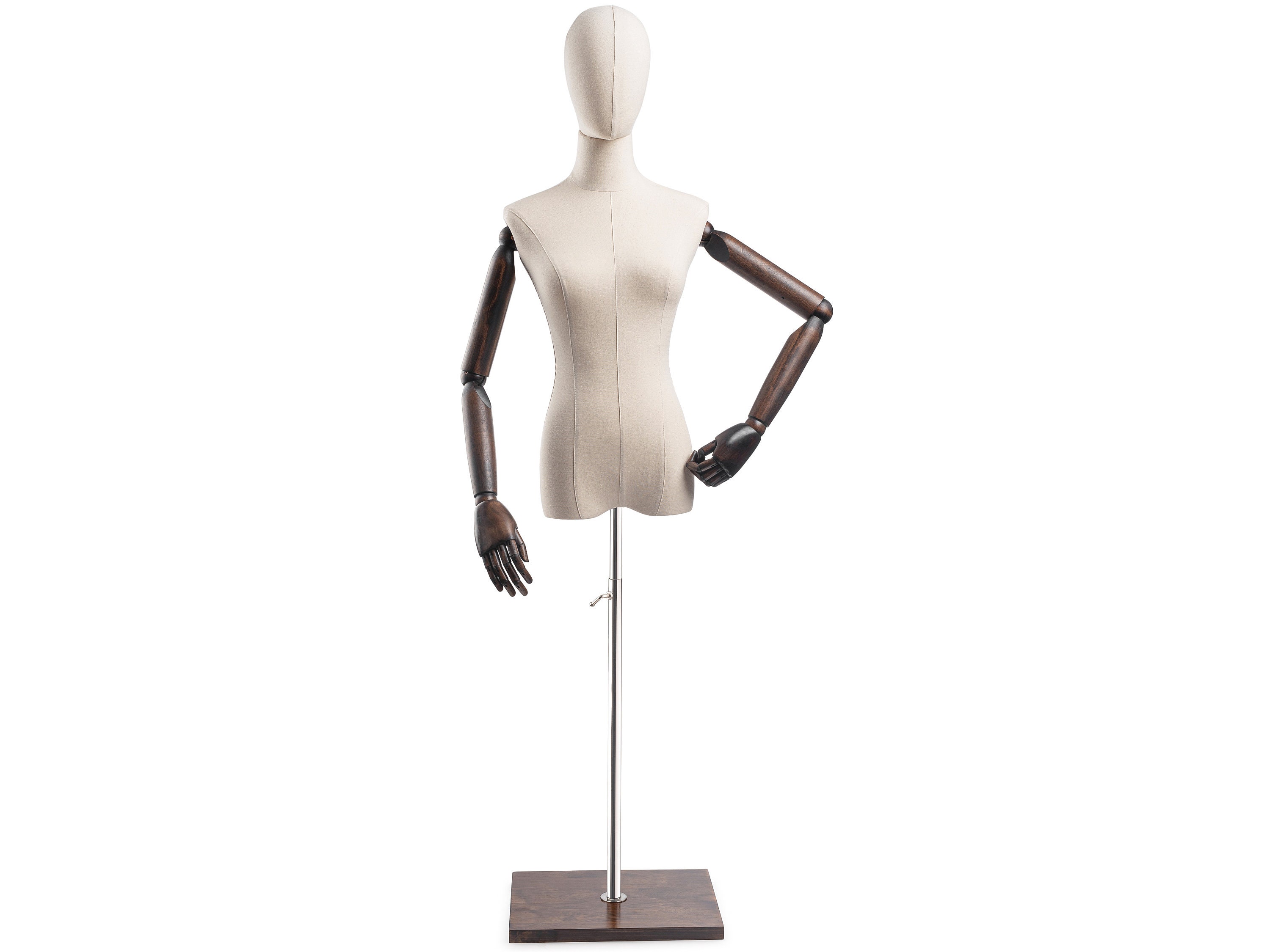 Female Display Dress Form in Natural Canvas on Modern Wood Flat Base by ...