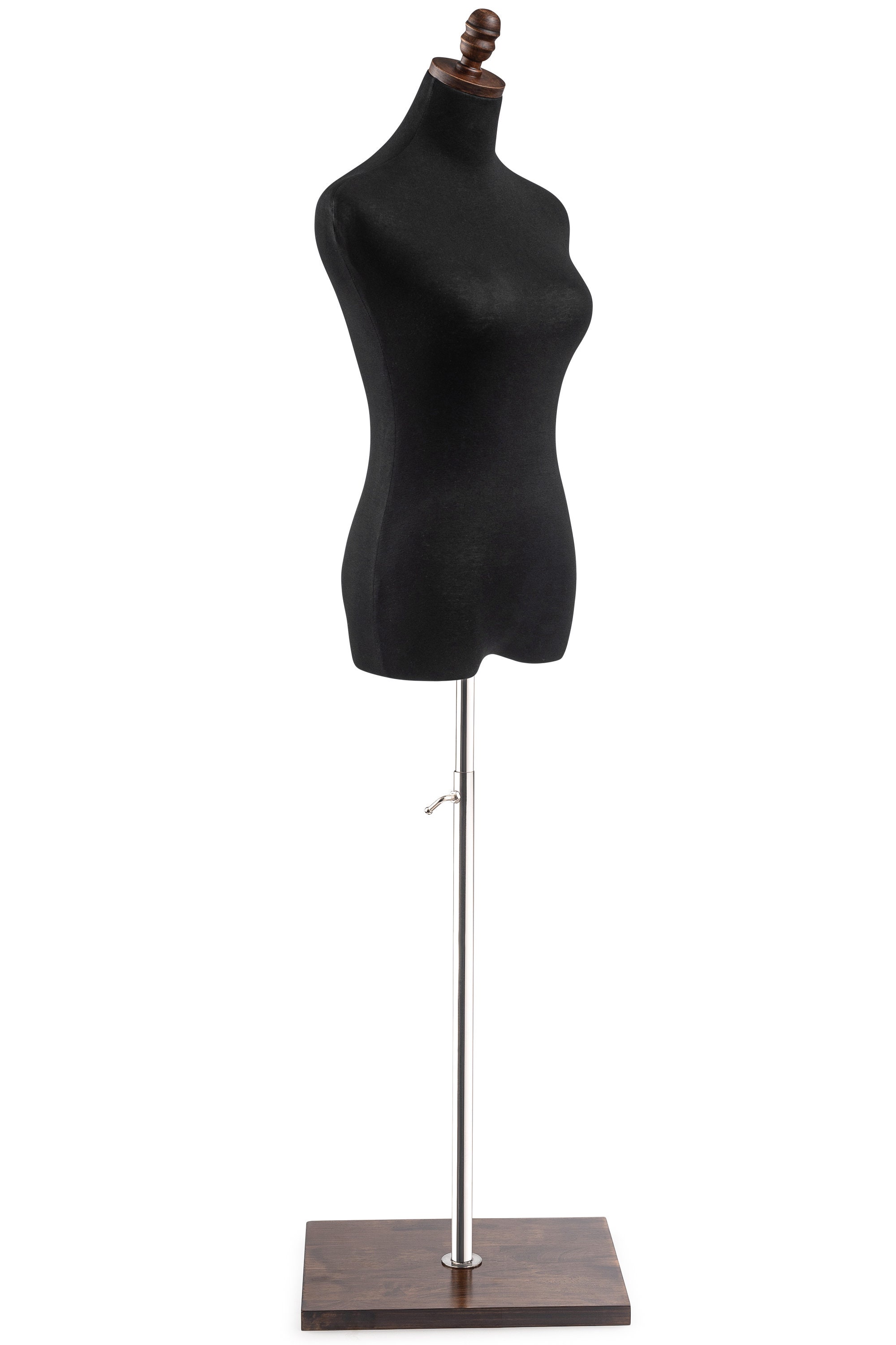 Female Display Dress Form in Black Jersey on Modern Wood Flat Base by ...