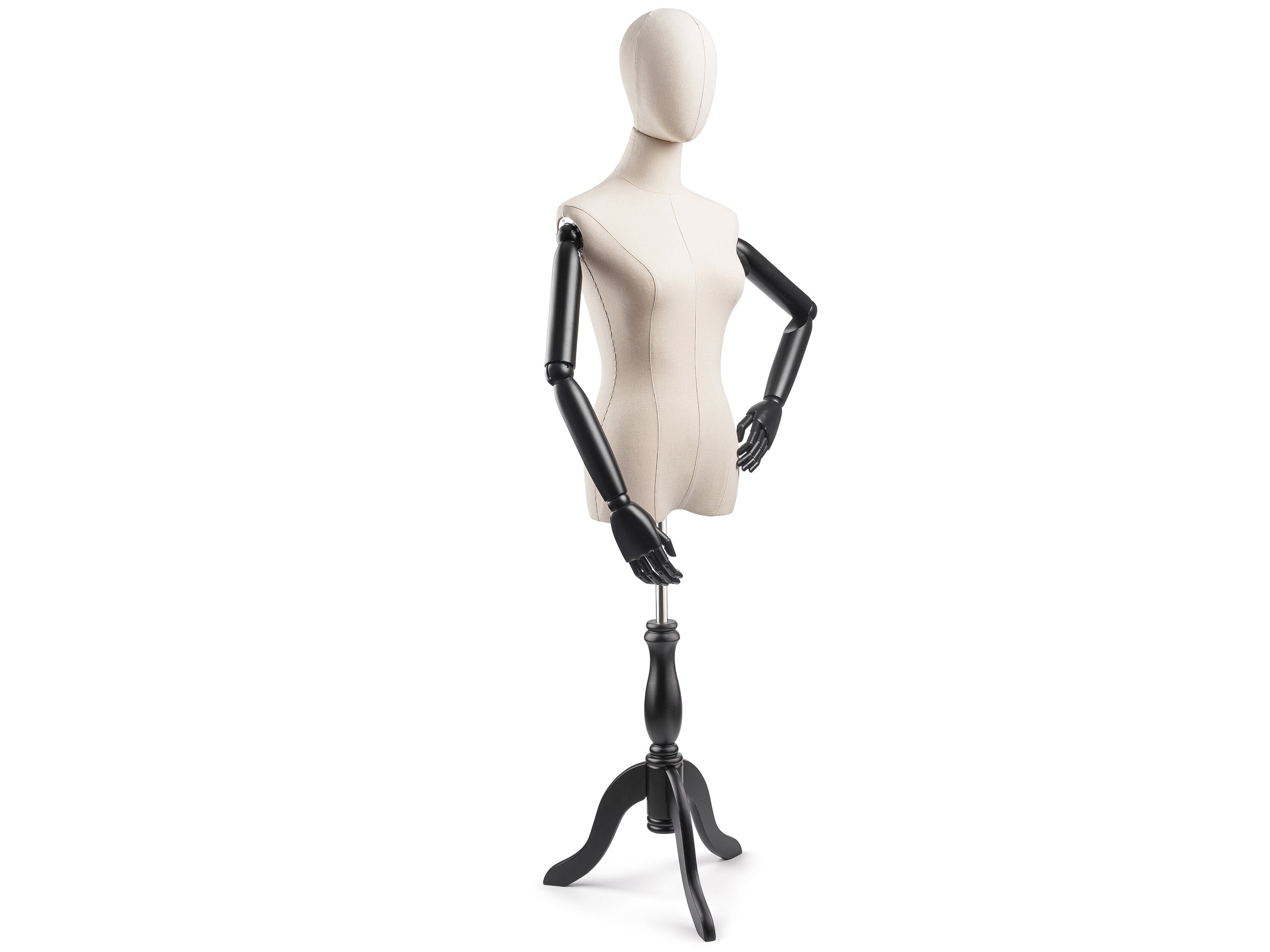 Female Display Dress Form in Natural Canvas on Traditional Wood Tripod ...