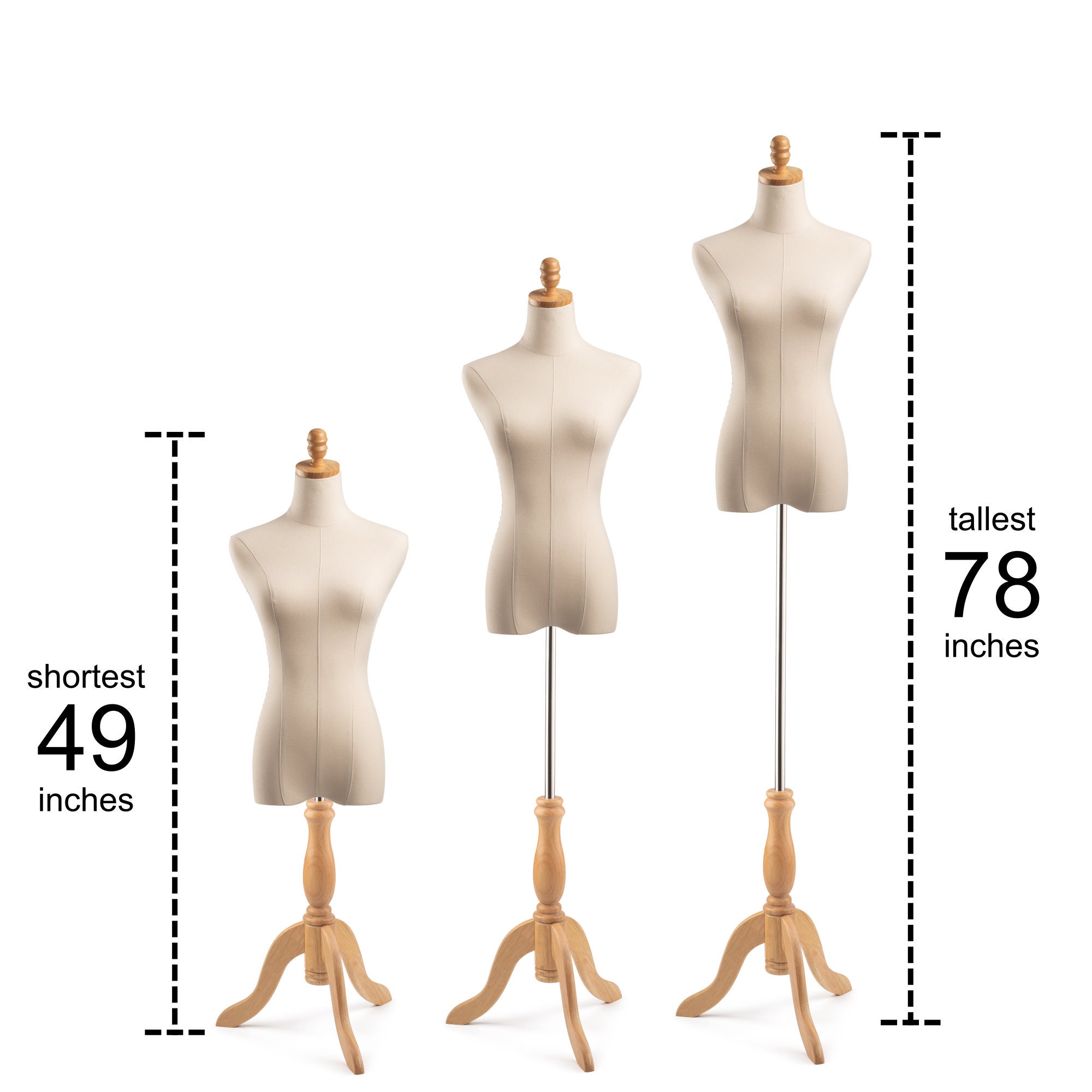 Female Display Dress Form in Black Jersey on Traditional Wood Tripod ...