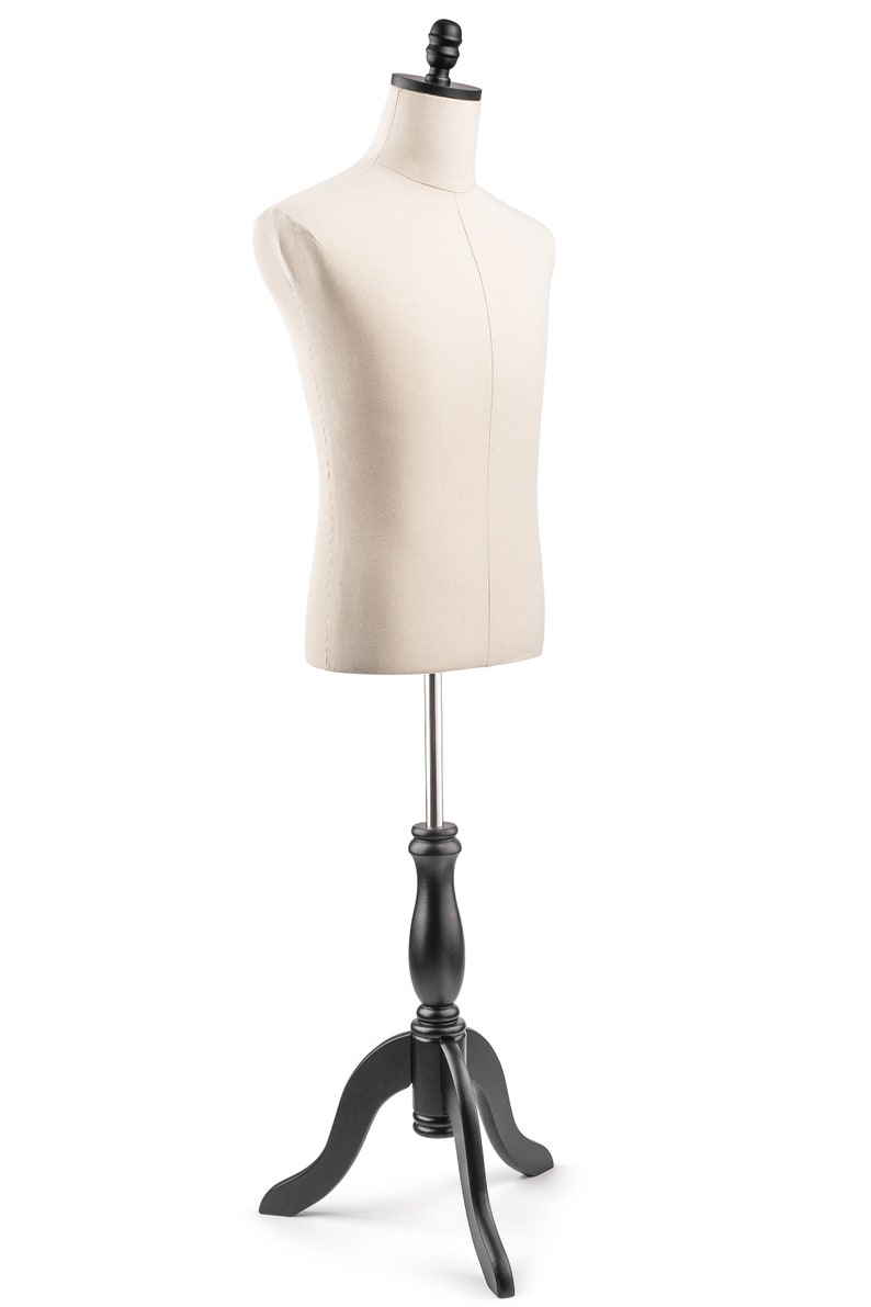 Male Display Dress Form in Natural Canvas on Traditional Wood Tripod ...
