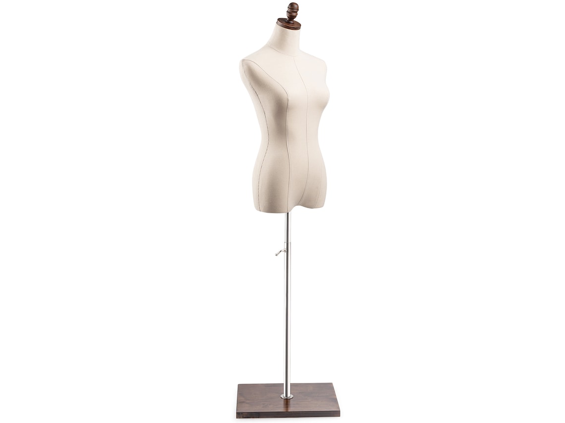 Female Display Dress Form in Natural Canvas on Modern Wood - Etsy