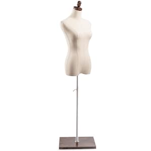 Female Display Dress Form in Natural Canvas on Modern Wood Flat Base by ...