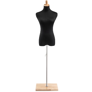 Female Display Dress Form in Black Jersey on Modern Wood Flat Base by ...