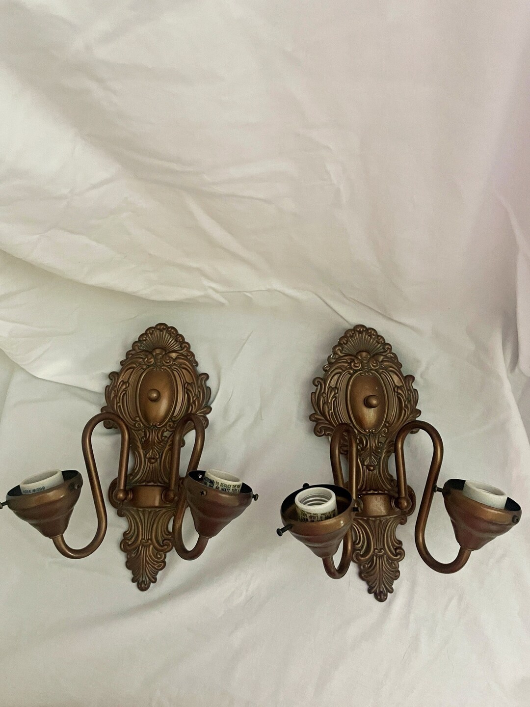 Pair of Traditional ORNATE Electric Wall Sconces Hard Wired/ Ground ...