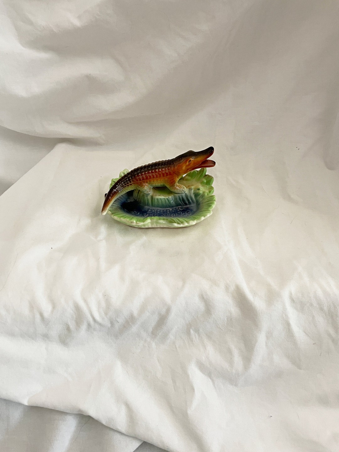 Vintage Florida Silver Springs Alligator Gator Trinket Ashtray Souvenir ...
