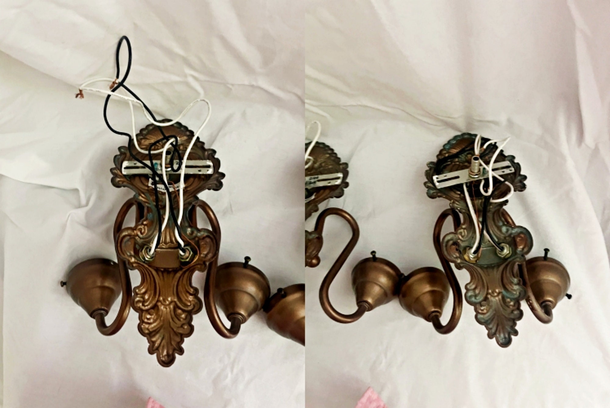 Pair of Traditional ORNATE Electric Wall Sconces Hard Wired/ Ground ...