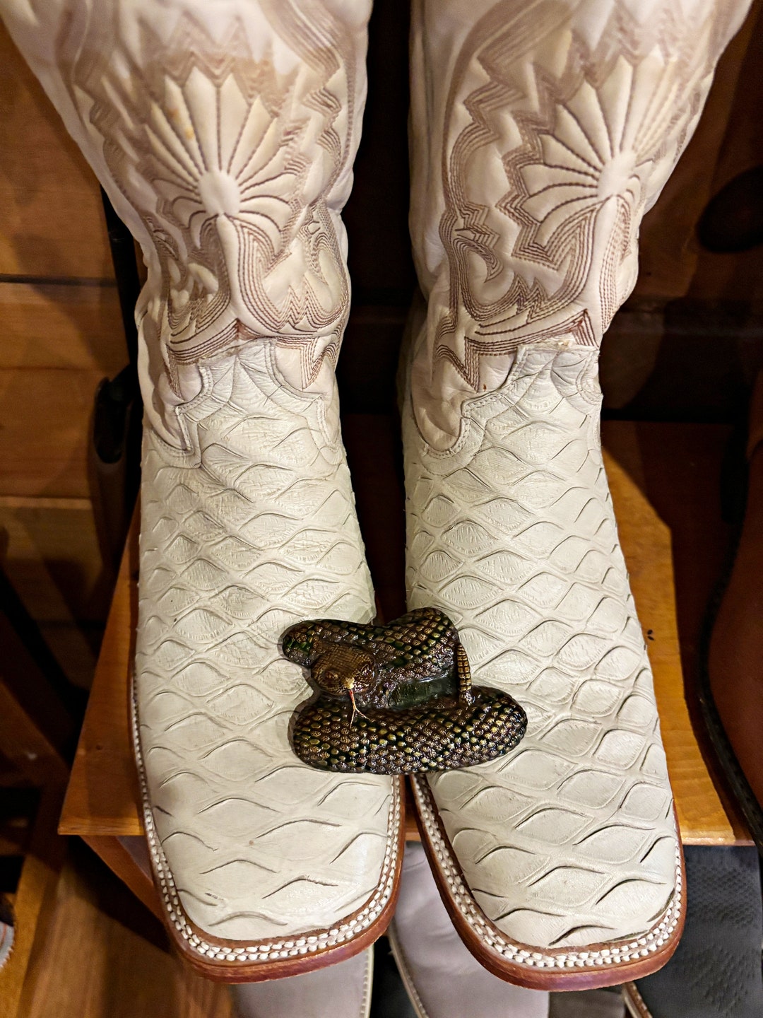 Vintage Rattlesnake Belt Buckle BERGAMONT BRASS Works 1976 of Darien ...