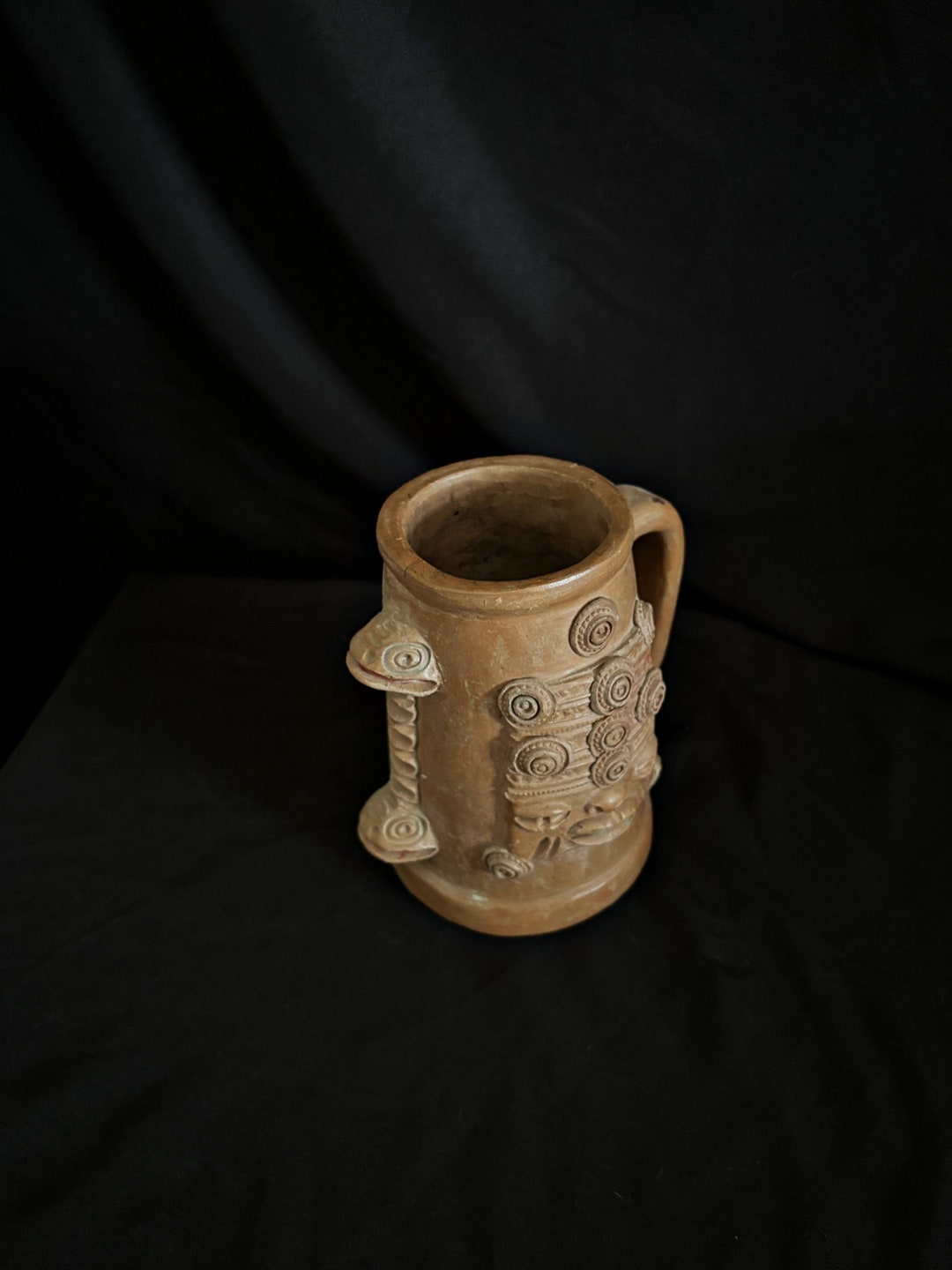 Terra Cotta Mayan Aztec Clay Lizard Tiki Face Mug Hand Made - Etsy