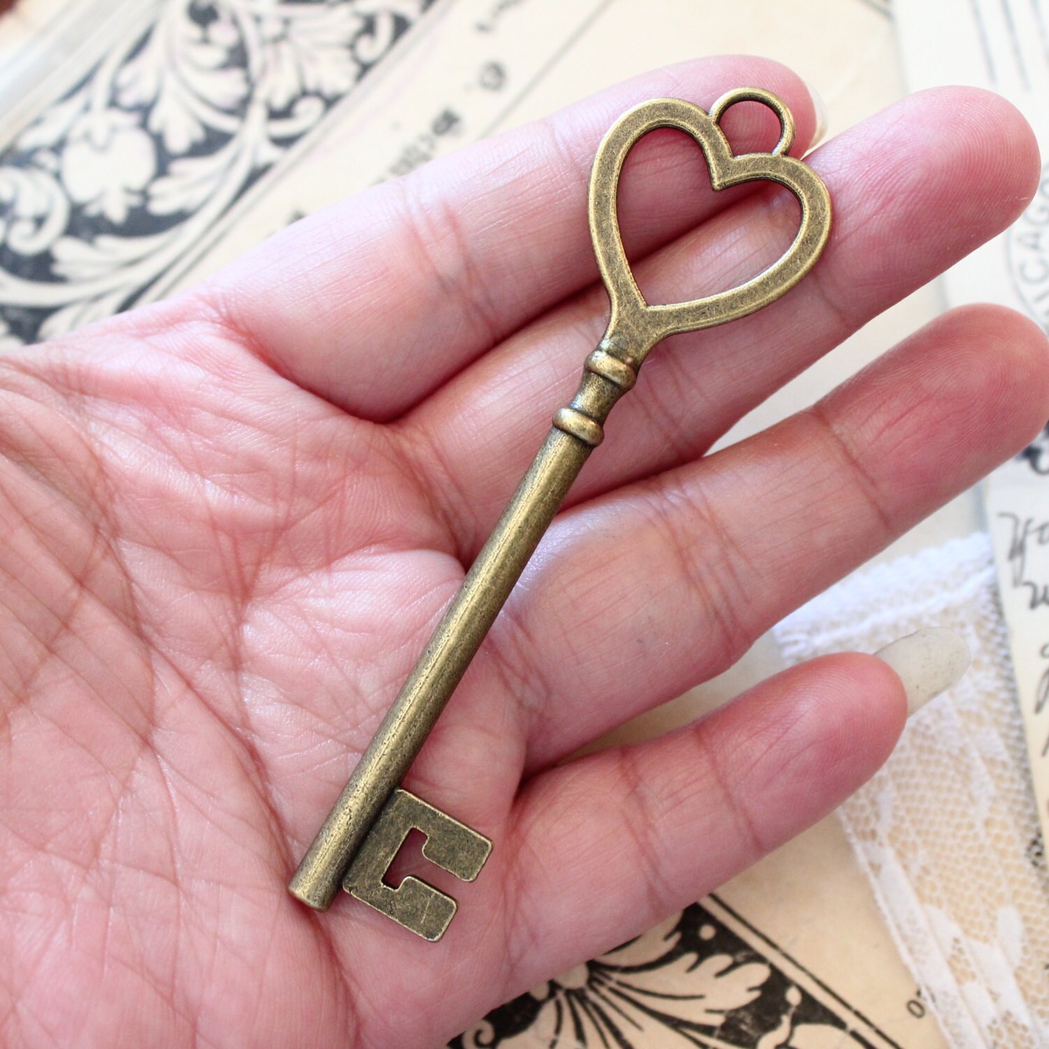 On Sale 15% Off: 100 Extra Large Heart Keys Giant 3'' Double Sided ...