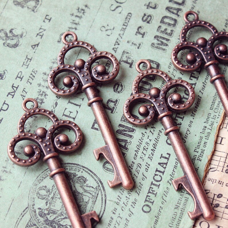 10 Skeleton Keys Bottle Openers Antique Copper Double Sided - Etsy