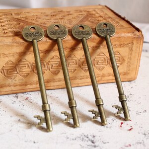 10 Extra Large Skeleton Key Giant 3.55'' Double Sided Antique Brass ...