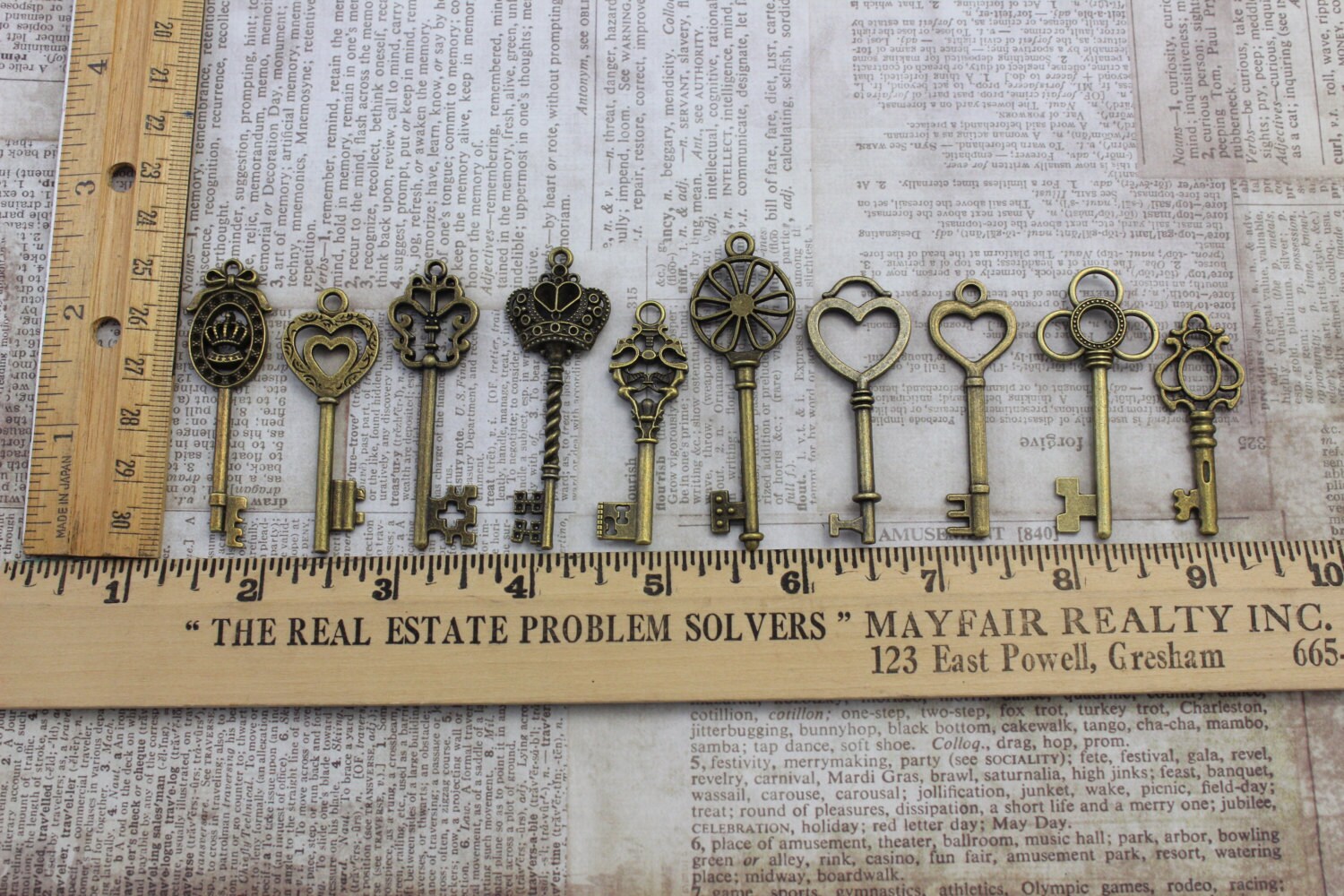 100 Pcs Vintage Style Skeleton Key Collection Antiqued Bronze | Etsy