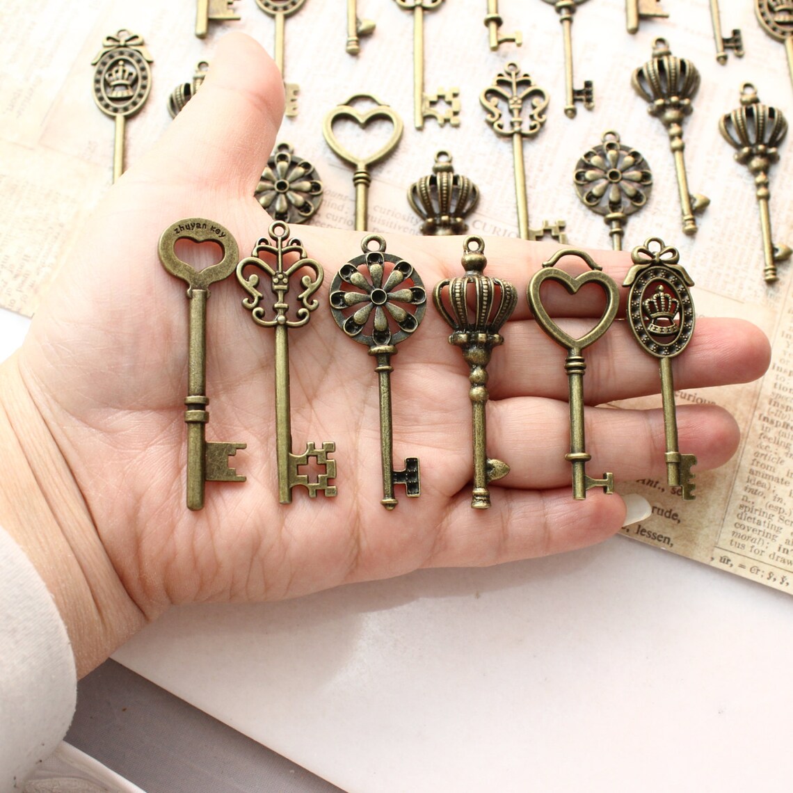 60 Vintage Style Keys Collection Antique Brass Wedding Key - Etsy