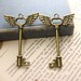 10 Angel Wing Keys Double Sided Antique Brass Steampunk Supplies ...