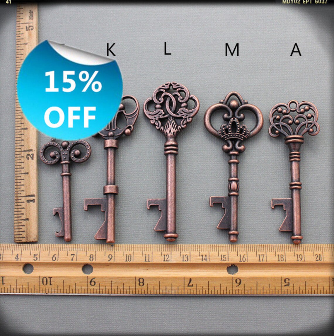 50 Pcs Antiqued Copper Skeleton Keys Bottle Openers Mix Ship - Etsy