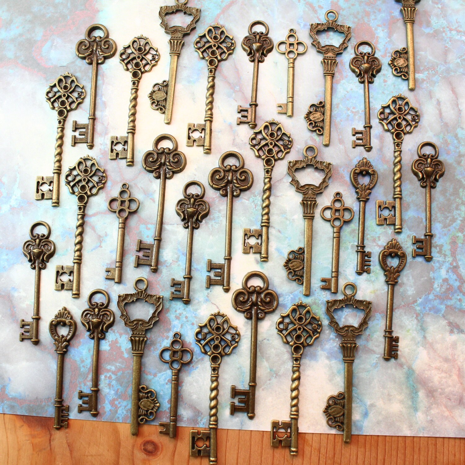 30 Skeleton Key Collection Antiqued Bronze Vintage Style | Etsy