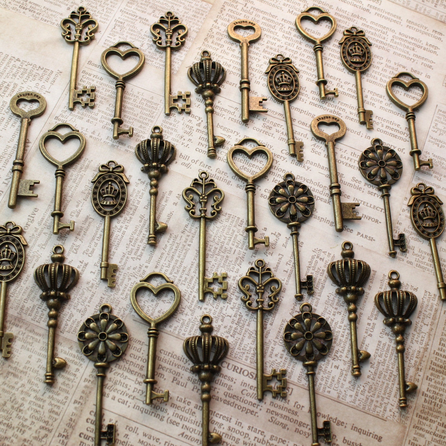 60 Vintage Style Keys Collection Antique Brass Wedding Key - Etsy