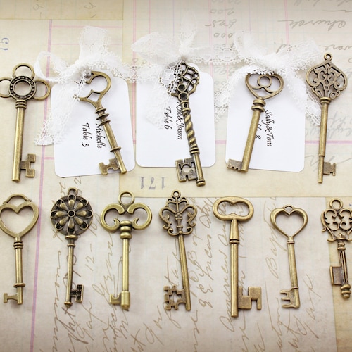 32 Antique Bronze Skeleton Key Collection Vintage Style - Etsy
