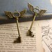 10 Angel Wing Keys Double Sided Antique Brass Steampunk Supplies ...