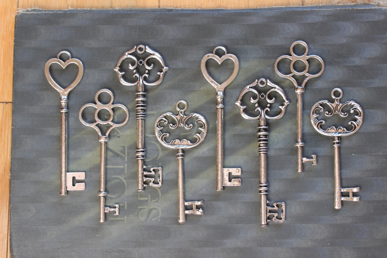 12 Large Skeleton Key Collection Antiqued Silver - Etsy