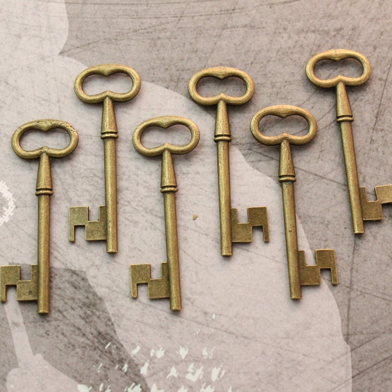 Skeleton Keys Double Sided Antique Brass Steampunk Supplies | Etsy