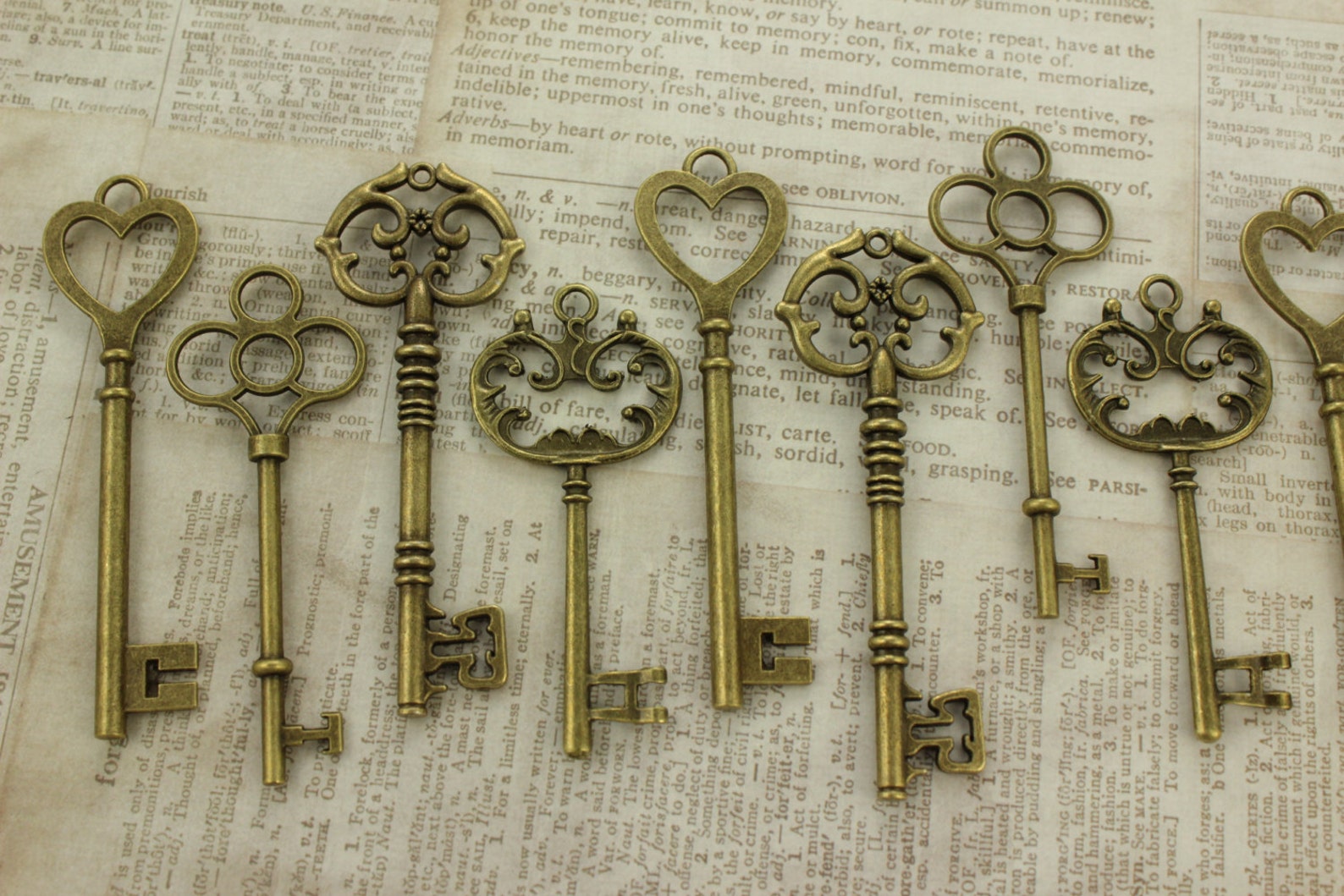 12 Large Skeleton Key Collection Antiqued Brass Double Sided - Etsy