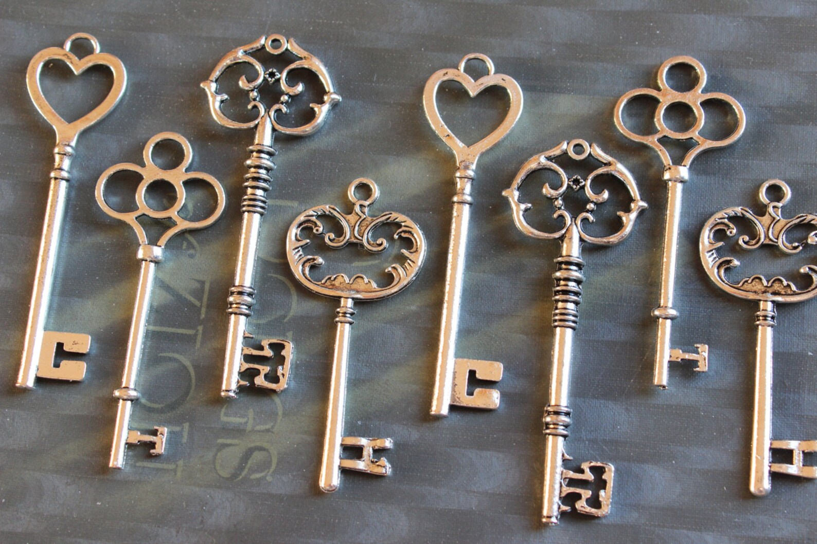 12 Large Skeleton Key Collection Antiqued Silver - Etsy