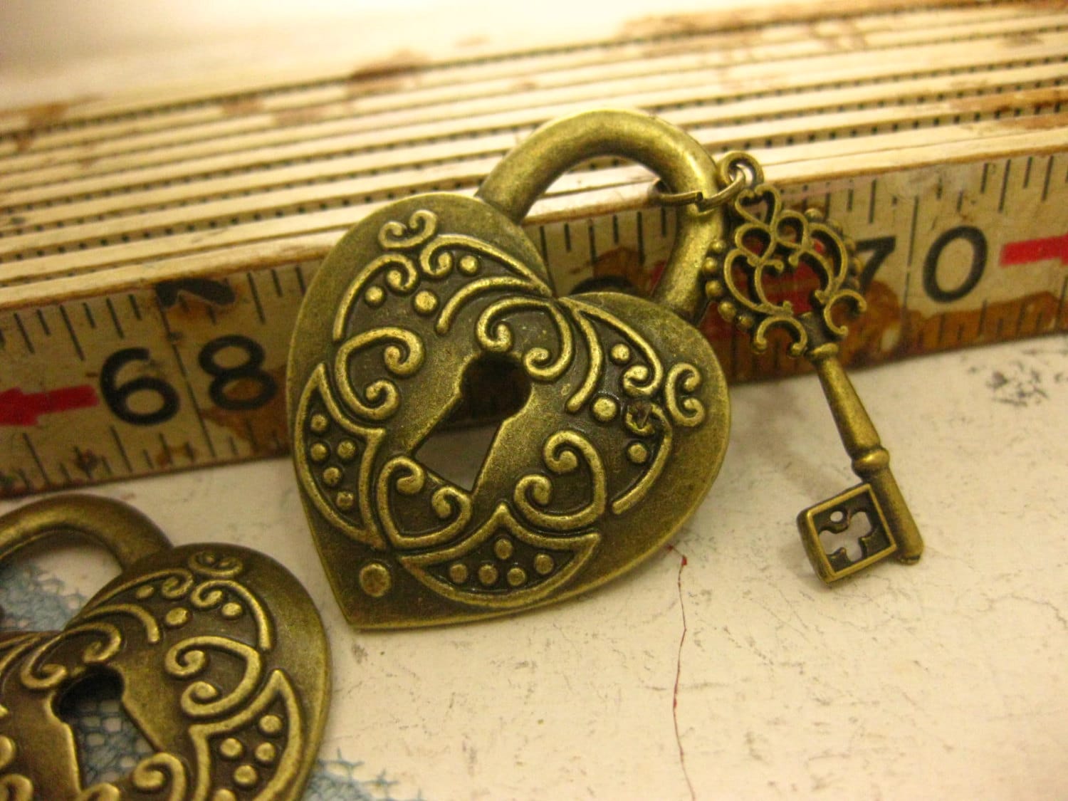 Antique Key And Heart Lock