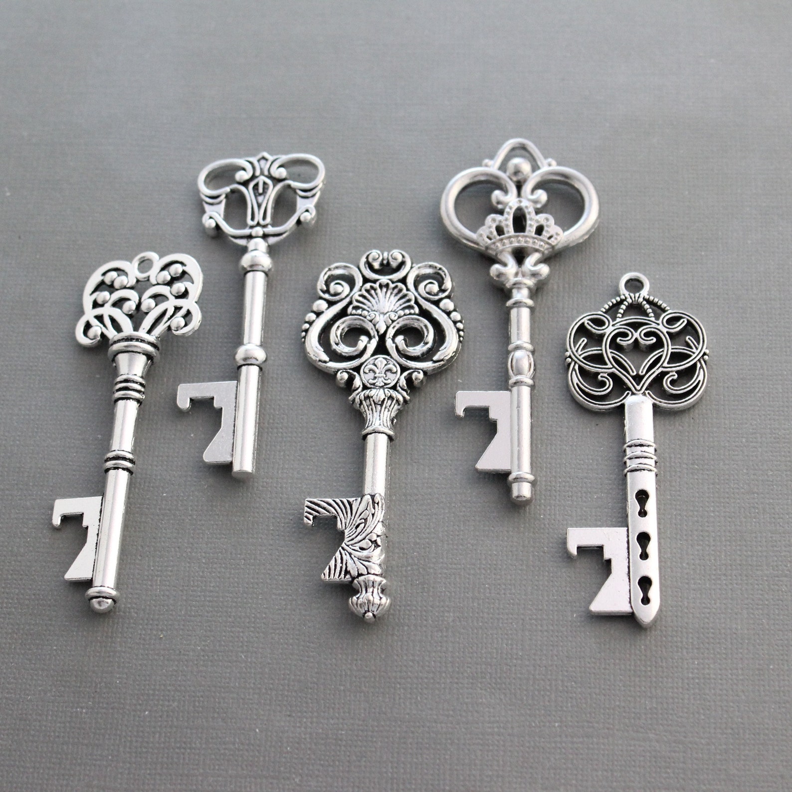 50 Pcs Antiqued Silver Skeleton Keys Bottle Openers Mix Ship - Etsy
