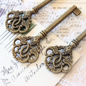 30 Extra Large Skeleton Key Giant 3 3/8"' Double Sided Antique Brass ...