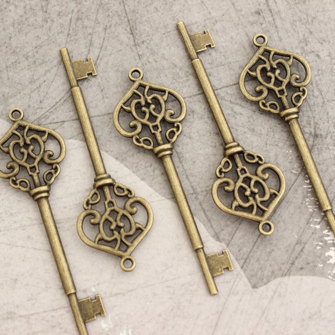 10 Large Skeleton Keys Double Sided Antique Brass Steampunk - Etsy