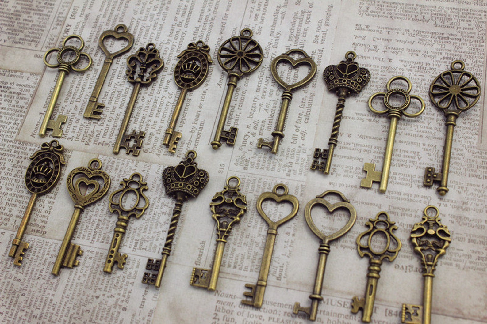 100 Pcs Vintage Style Skeleton Key Collection Antiqued Bronze - Etsy